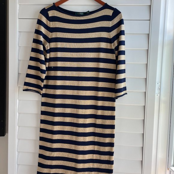 Lauren Ralph Lauren | Dresses | Lauren Ralph Lauren S Navy Blue Gold ...